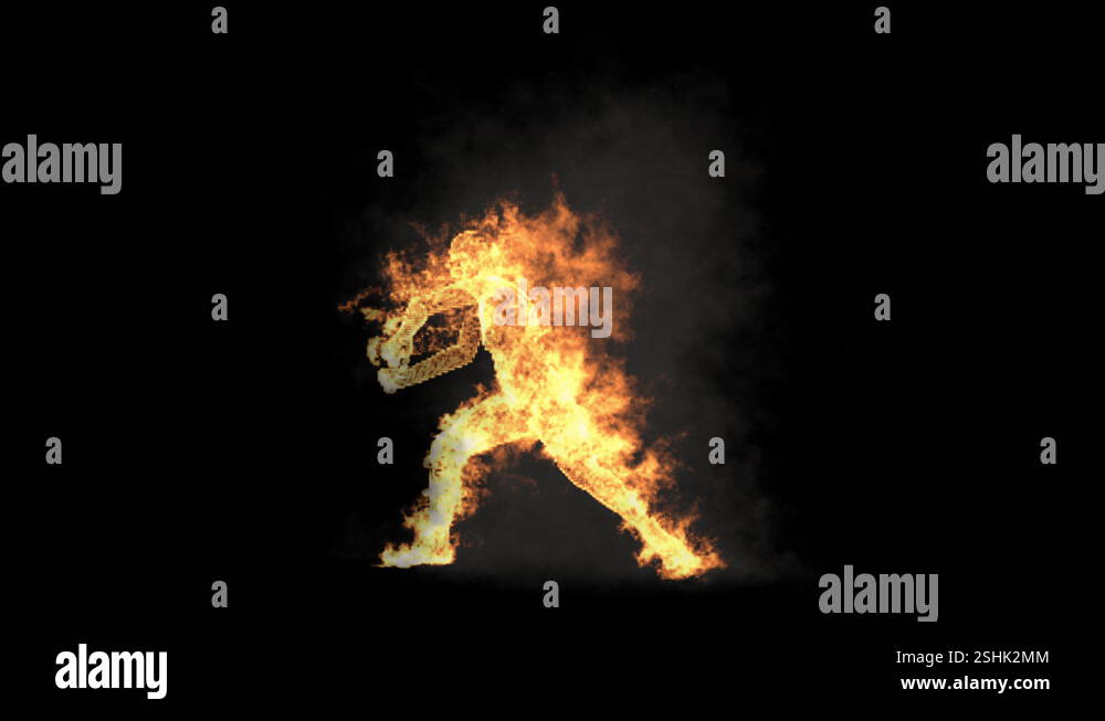 Fire Character, With Alpha matte Stock Video Footage - Alamy