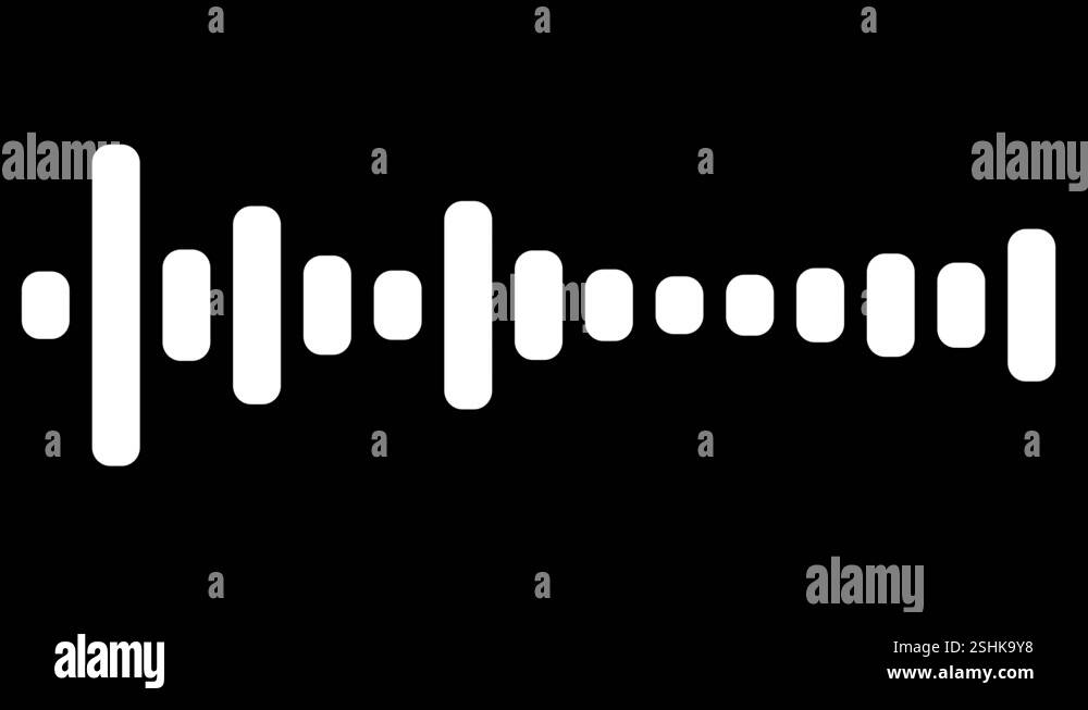 Voice vibration stereo equalizer, white bold lines on black background ...