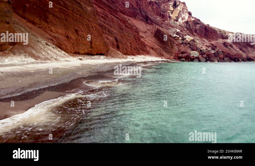 Red Sand Beach, Red Volcanic Sand, Santorini Greece, Tourist ...