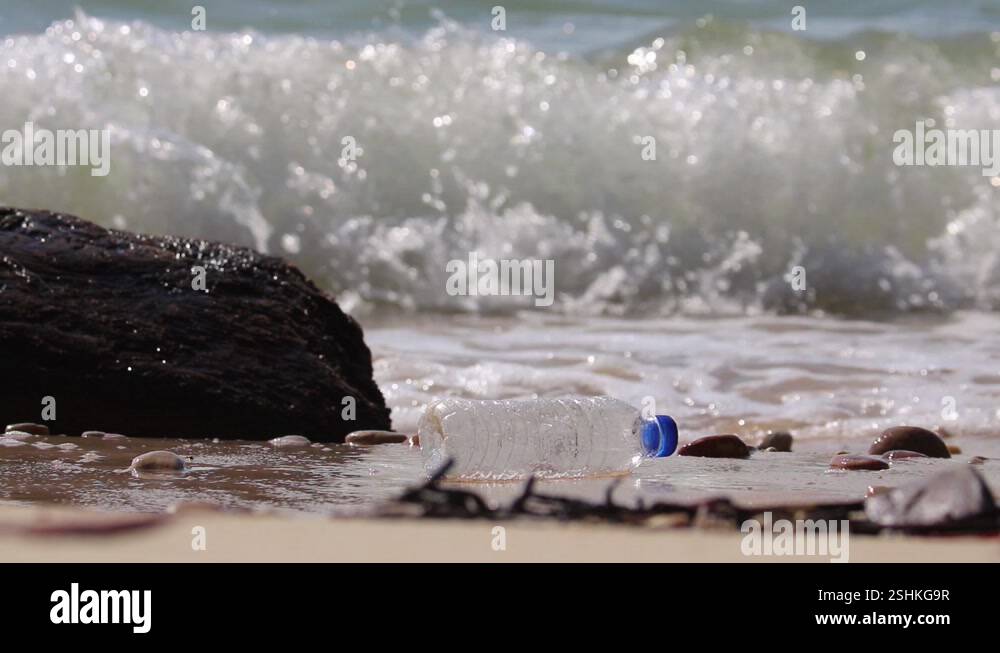 Floating plastic trash in the ocean. Debris and pollution floating ...
