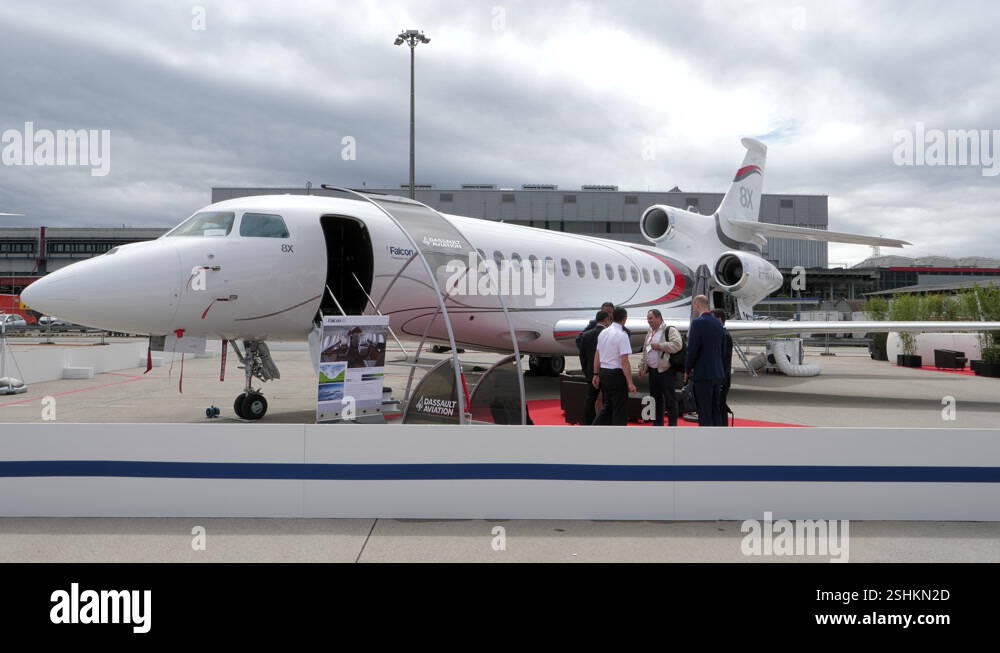 Dassault Falcon 8X, three-engine, long range private jet shown parked ...