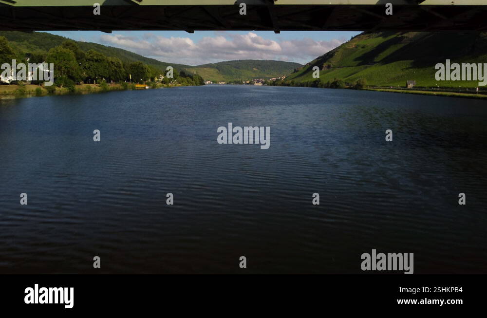 Flight under a bridge while the camera is tilting upwards (Wehlen Stock ...