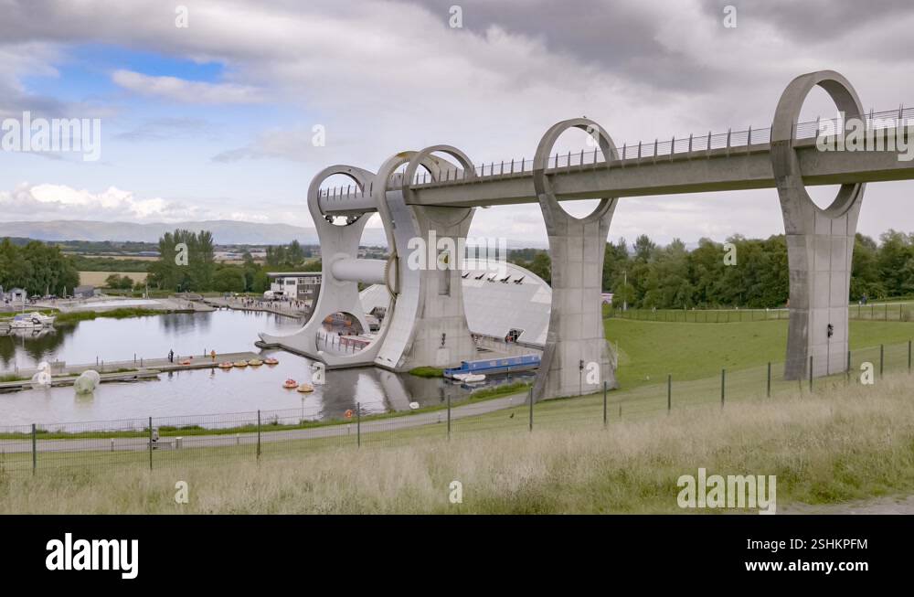 Falkirk Wheel boat lift which can be rotated in Scotland, United ...