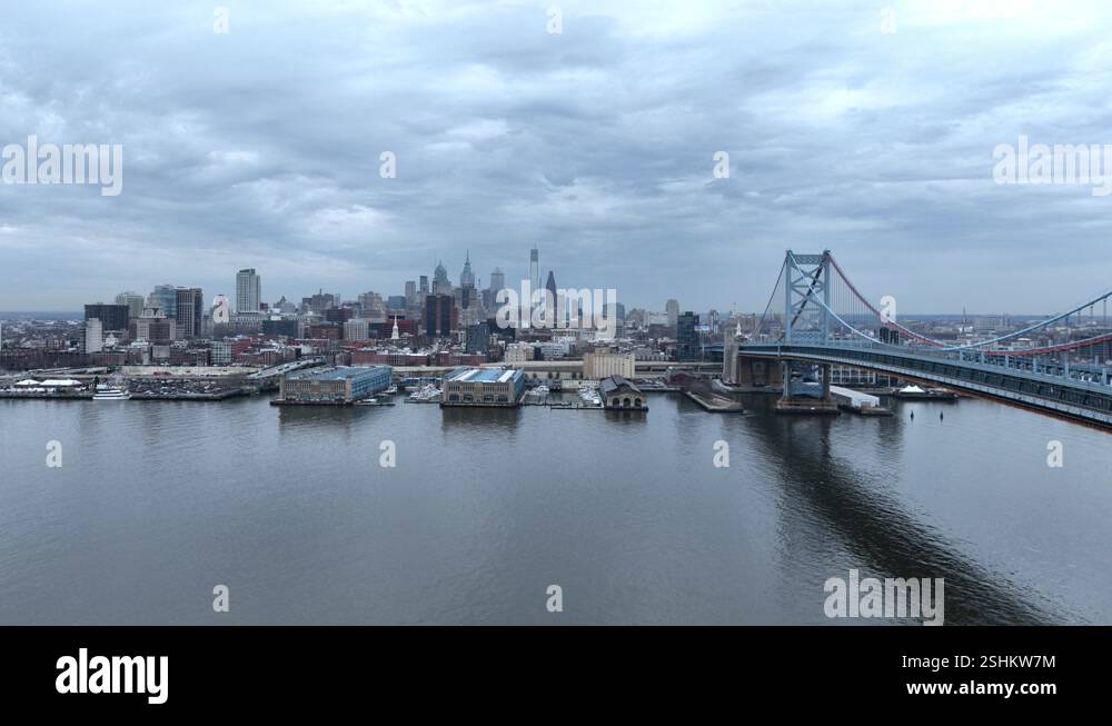 Skyline of Philadelphia - aerial view Stock Video Footage - Alamy