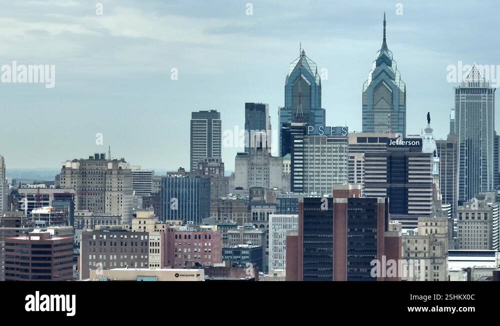 The iconic skyscrapers of Philadelphia - aerial view - PHILADELPHIA ...