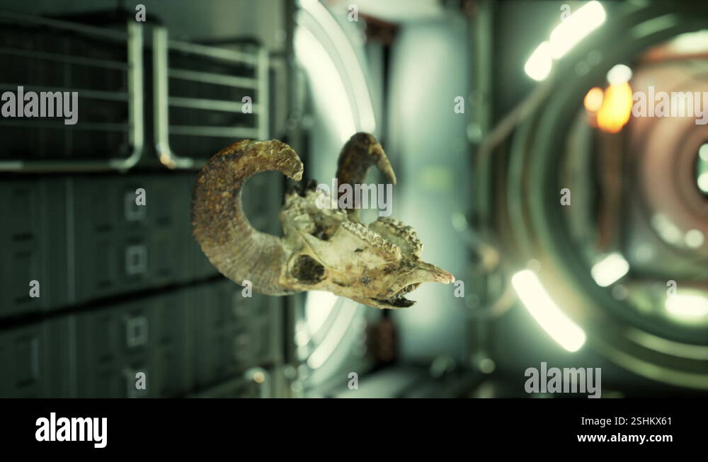 skull of dead ram in international space station Stock Video Footage ...