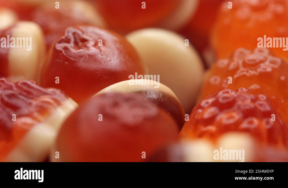 Gummy Jelly Candy At Rotating. Extreme Close Up. 4k, 60 FPS, ProRes ...