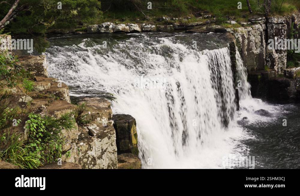Rushing Water Of Charlie's Rock Waterfall In Kerikeri, New Zealand ...