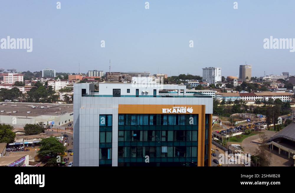 Ekang Company Skyscraper Building in Yaounde City, Cameroon - Aerial ...