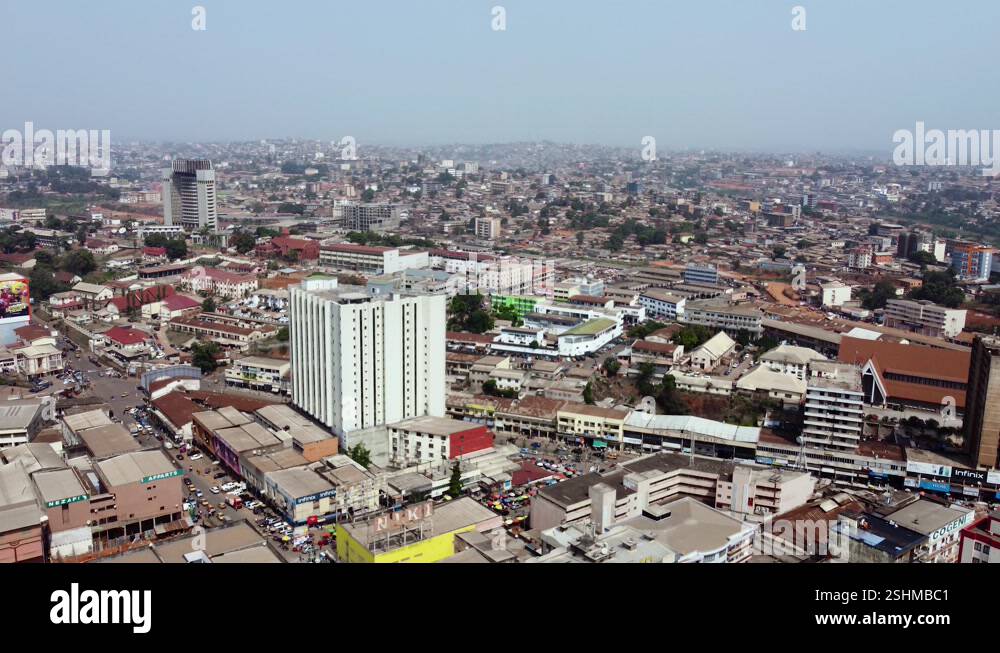 Capital City of Yaounde, Cameroon in Africa - Aerial Drone Establishing ...