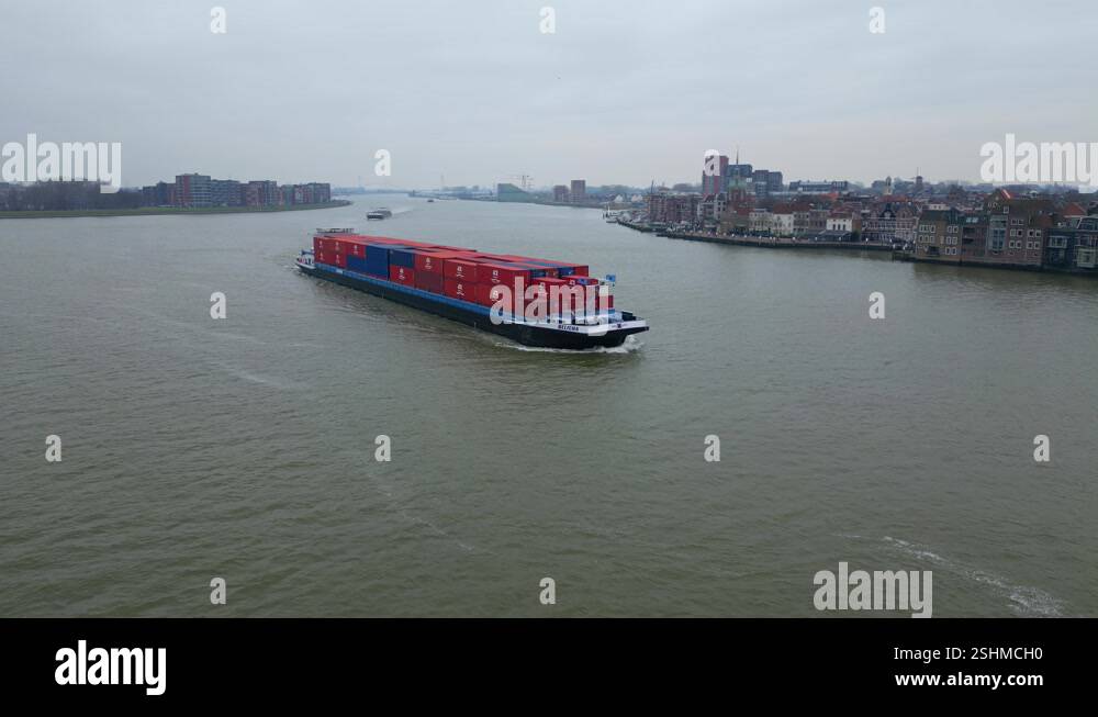 Belicha Inland Freighter Transporting Intermodal Containers Sailing ...