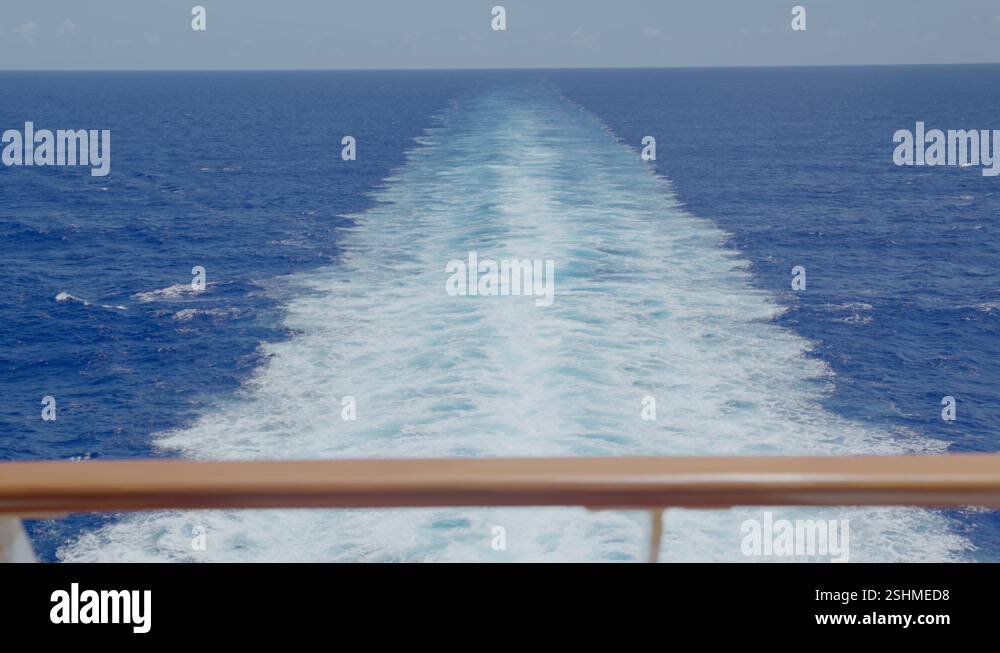 Slow dolly of vast caribbean ocean from back of ship Stock Video ...