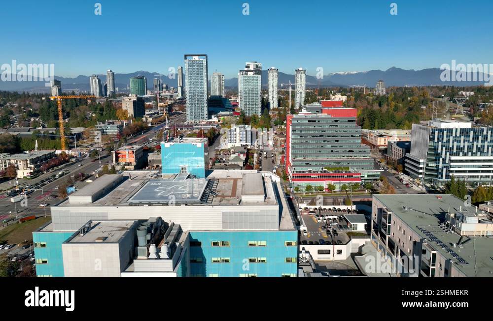Cityscape With Surrey Memorial Hospital Building In Surrey, Canada ...
