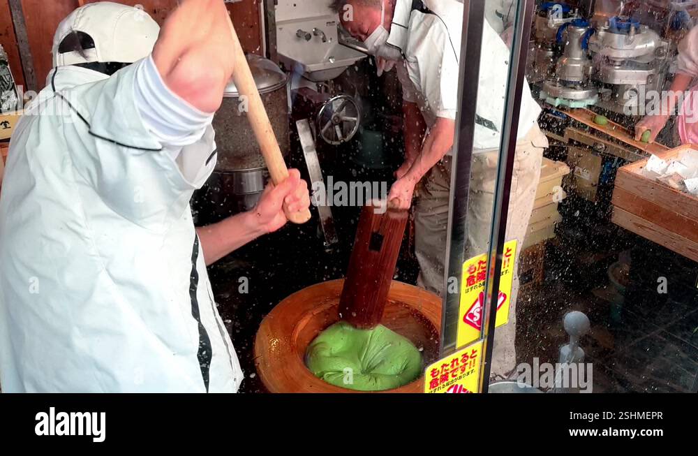 Worlds Most Famous Mochi Place, Mochi Pounding, Nara, Japan Stock Video ...