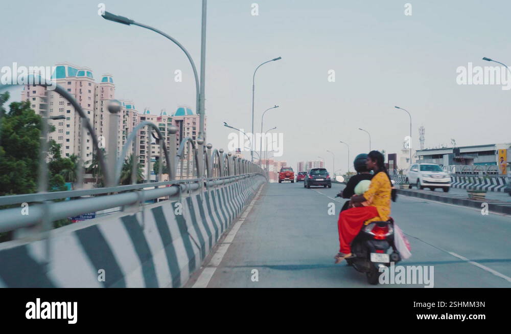 Driving in the new flyover of Chennai Koyambedu Stock Video Footage - Alamy