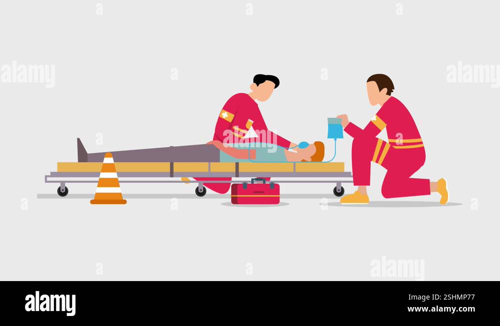 Paramedics and patient 2d animation in 4K UHD 3840x2160 Stock Video ...