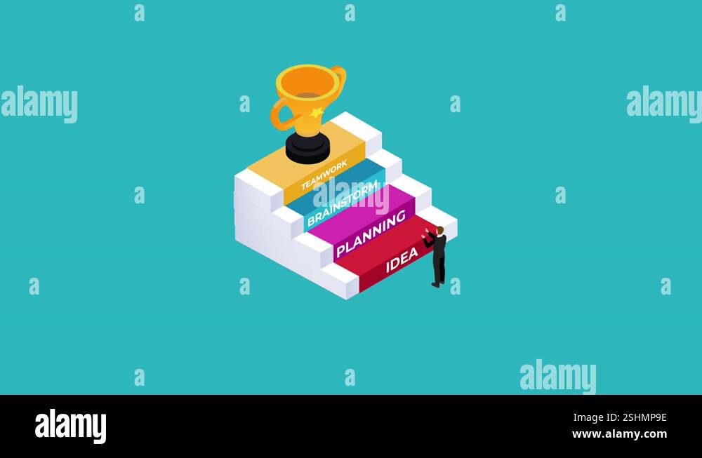Businessman going up to success 3d animation in 4K UHD 3840x2160 Stock ...