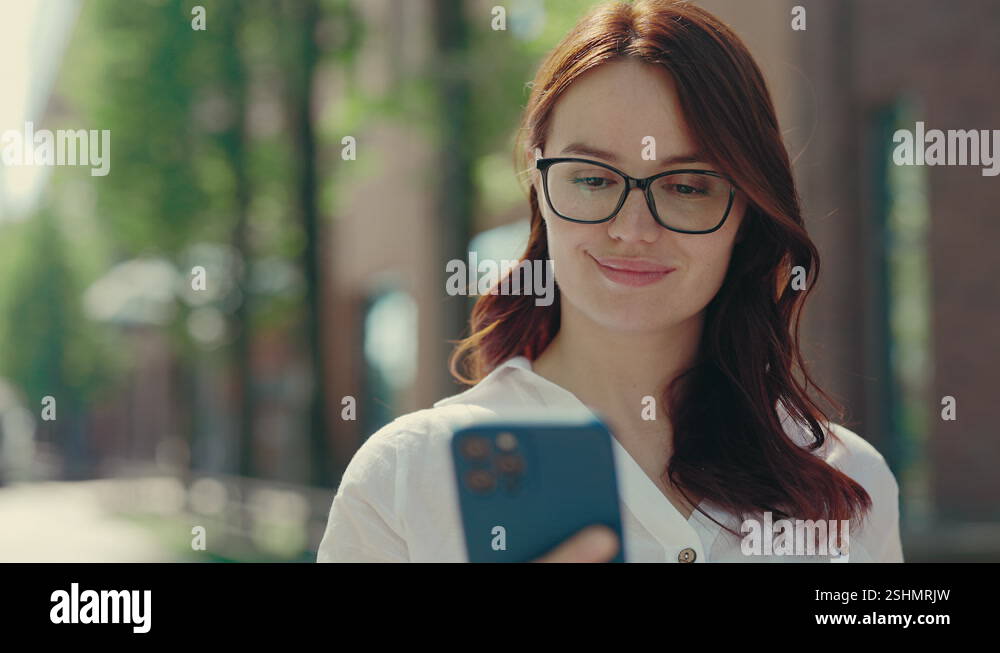 Ginger Business Woman wearing Formal Suit Standing near the Office ...