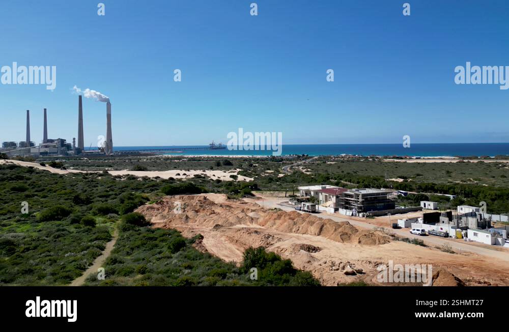 4K drone video of Orot Rabin Electric Power Plant- Hadera- Israel Stock ...
