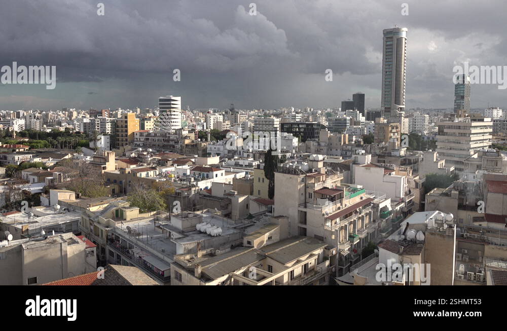 Cyprus Nicosia skyline, modern office tower and old city contrast Stock ...