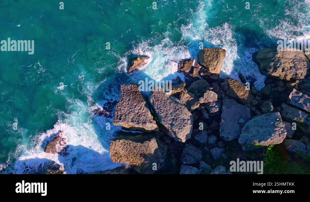 Foamy Ocean Waves Splashing On Rocks In A Beach In Cabo Frances Viejo ...