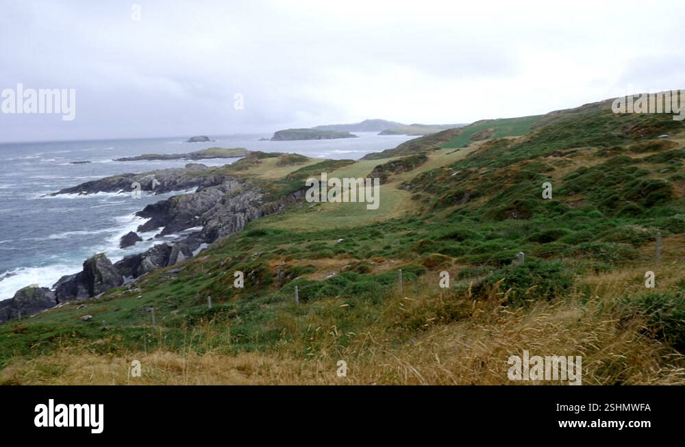 Overview of Irish seashore cliffs Stock Video Footage - Alamy