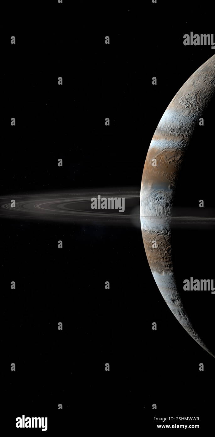 Jupiter planet with her rings in rotation in the outer space. 4K ...