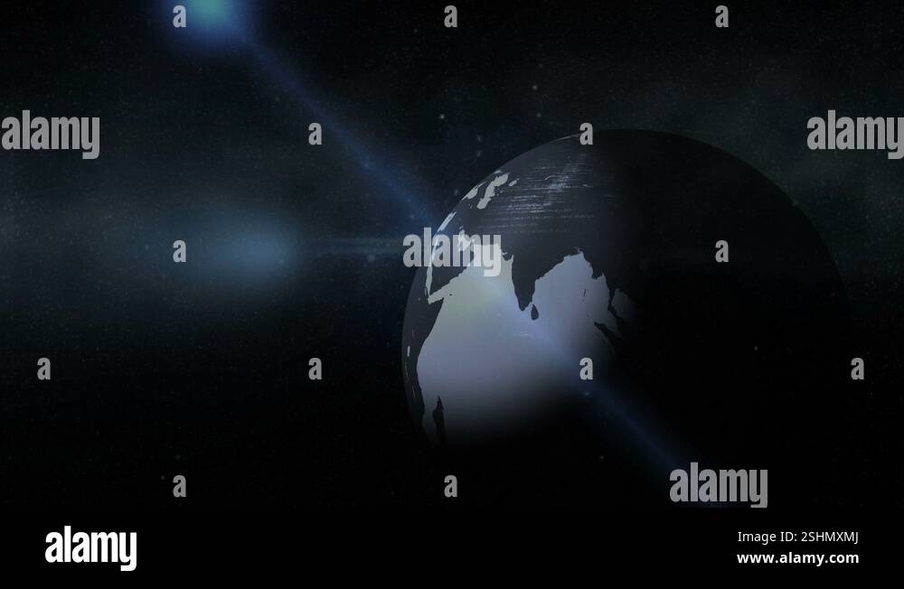 Grey earth in the dark with scrolling text Stock Video Footage - Alamy