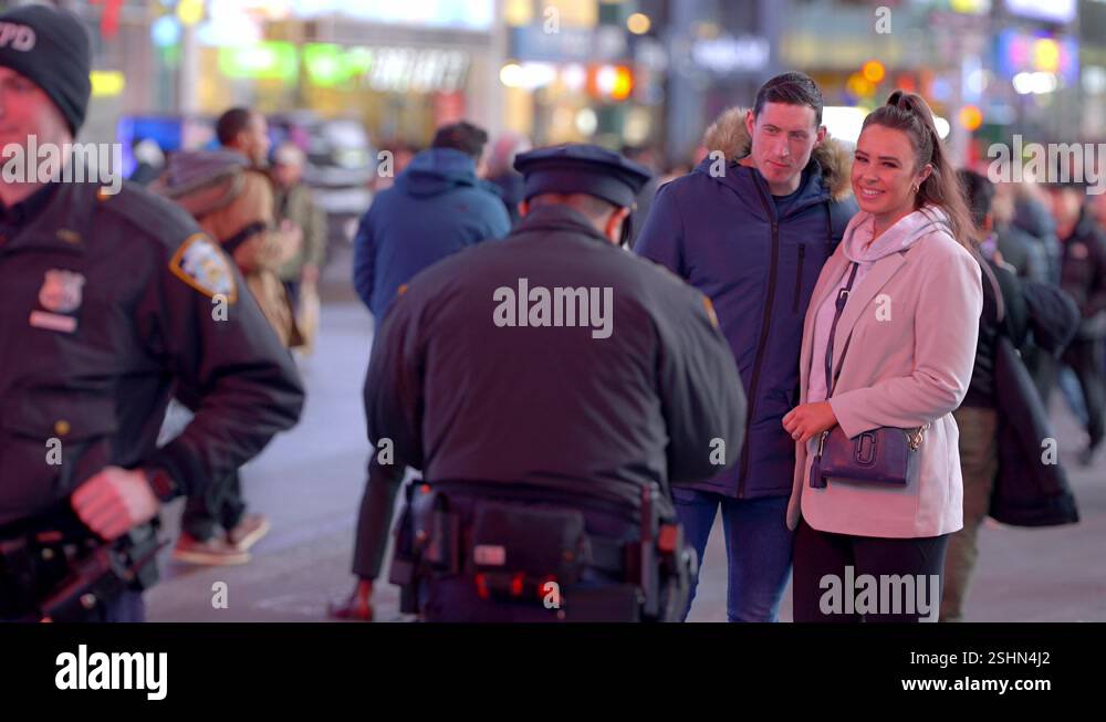 Friendly NYPD Officers posing for photos at Times Square - NEW YORK ...