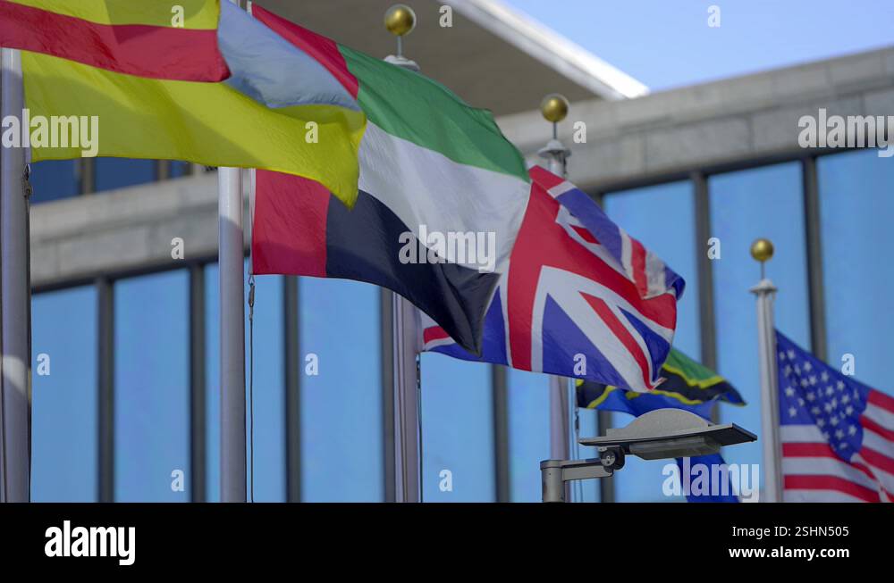 Flags of different nations at United Nations Plaza in New York - NEW ...