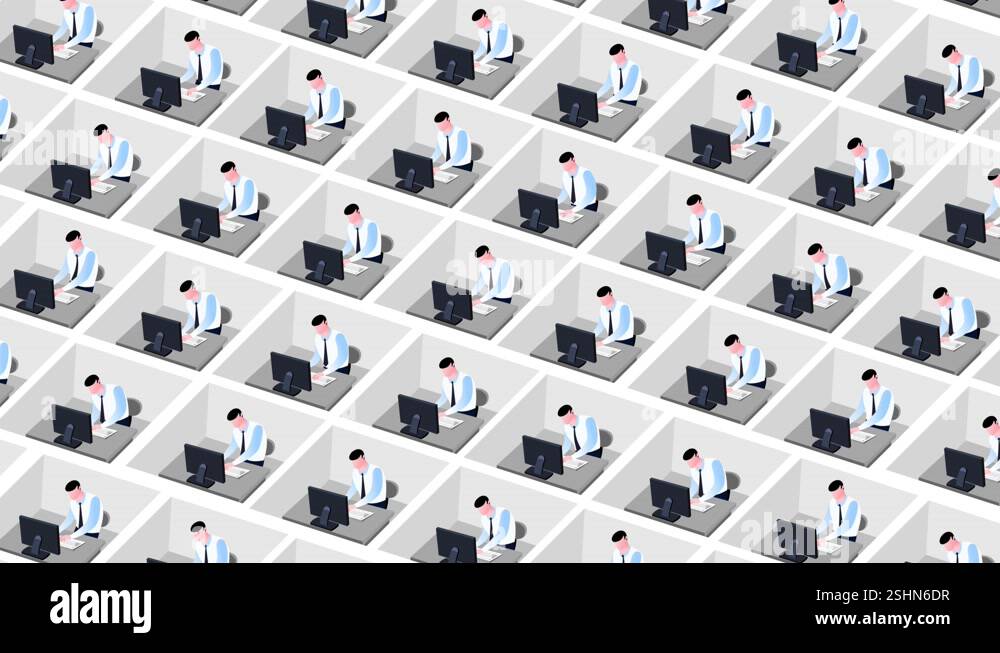 Animation of office employees in cubicles more men version Stock Video ...