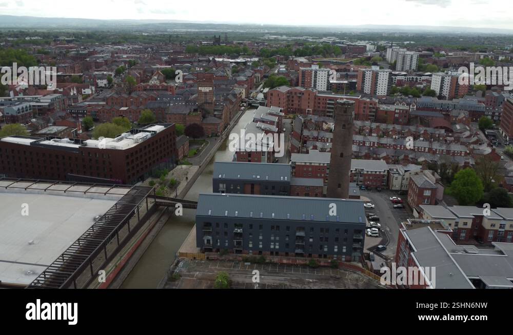 Aerial view of the Chester canal in Cheshire UK Stock Video Footage - Alamy