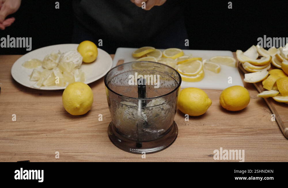 I throw a Lemon into a black blender and grind it for homemade Lemonade ...