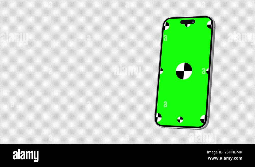 Smartphone green screen rotating on background with Alpha channel ...