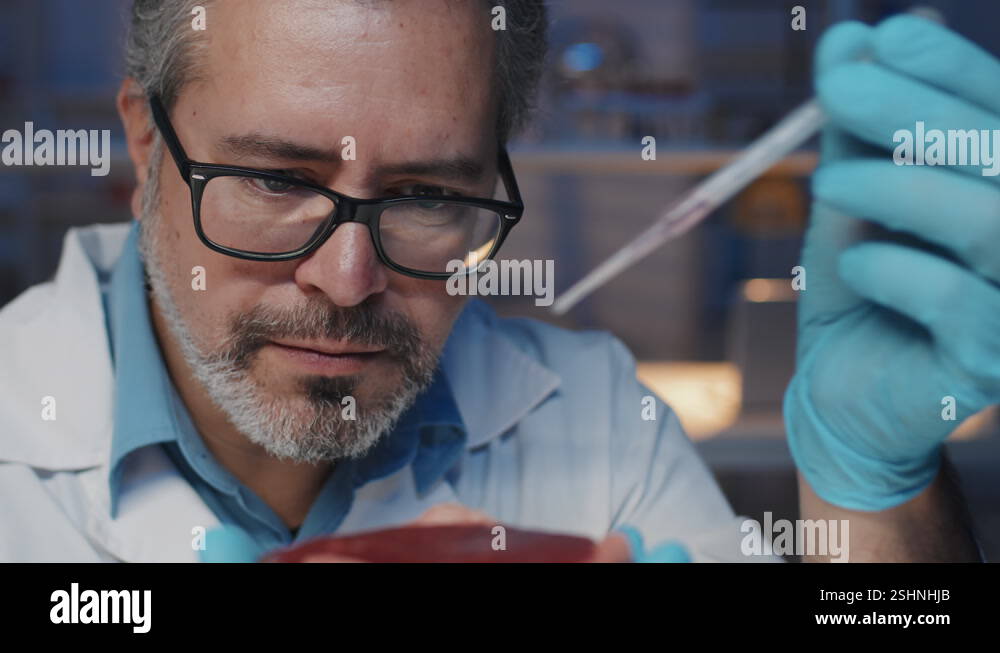 Researcher Observing Reaction After Dropping Liquid Substance on Faux ...