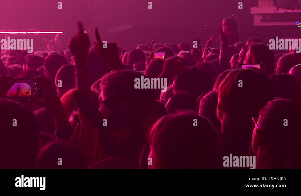 a large crowd of spectators at a rock concert in Moscow B-2 Stock Video ...