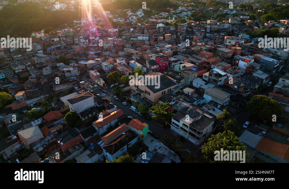 Protestant Church in a shanty town, sunny evening in Sao Paulo, Brazil ...