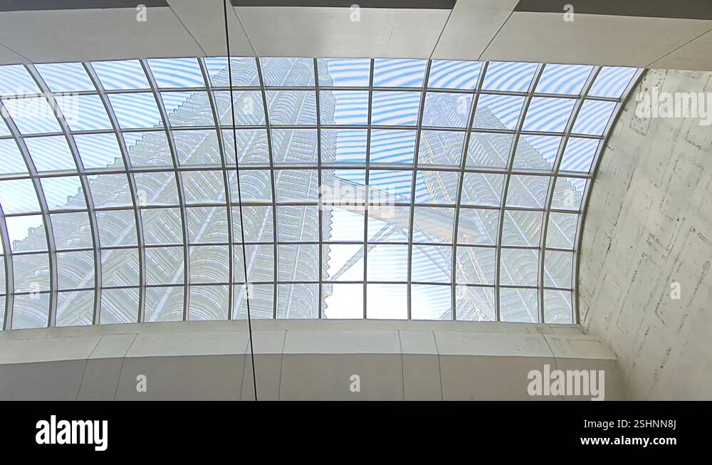Glass roof view of a modern shopping mall in Malaysia Stock Video ...