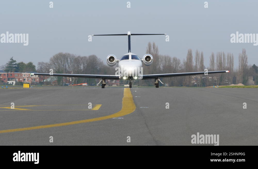C510 Mustang private aircraft arriving at Antwerp terminal runway Stock ...