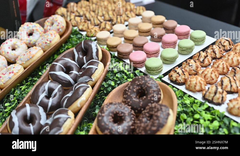 Savouries and sweets are displayed during the Gulf Food Exhibition in ...