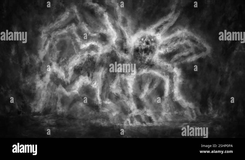 Scary zombie insect wakes up and attacks 2D animation. Evil mutant ...