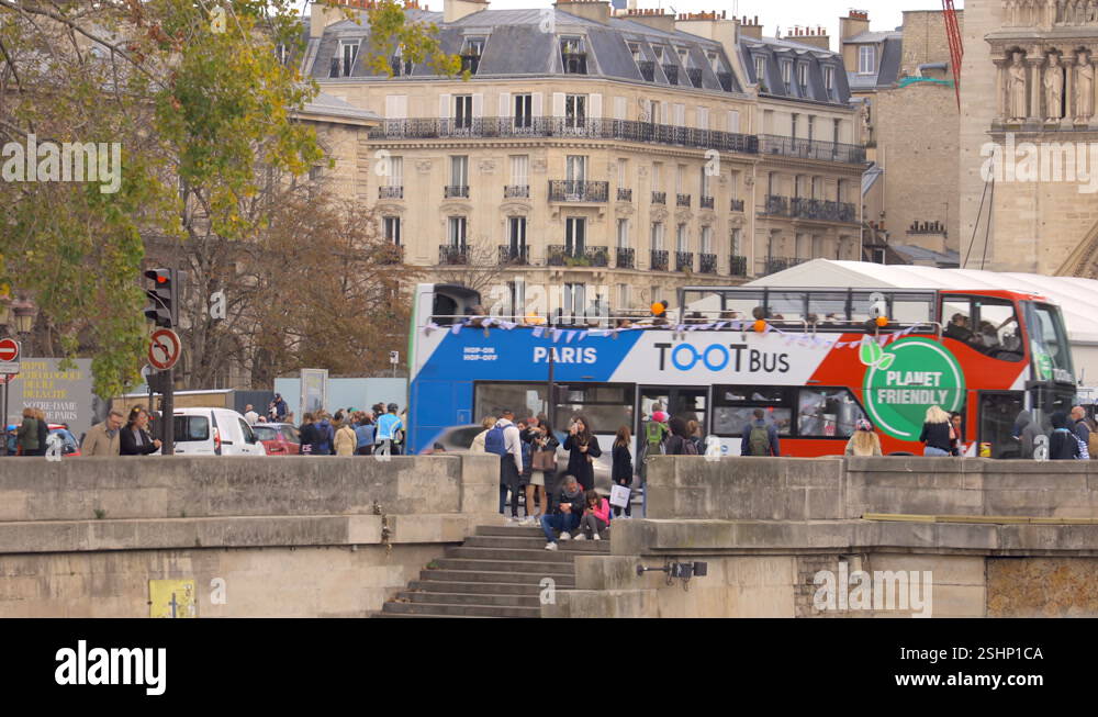 Toot Bus, an open tour bus visiting the streets of Paris, France Stock ...