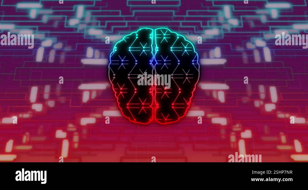 Animation Of Human Brain Connections And Data Processing Over Circuit
