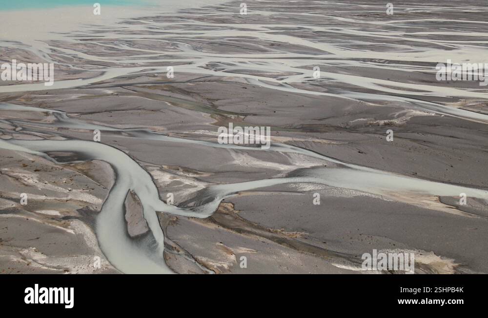 Tendrils formed by watercourses at glacial meltwater river delta system ...