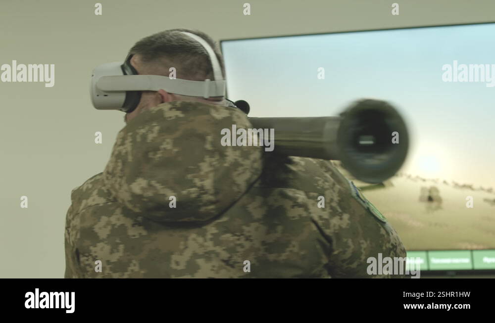 Ukrainian soldier train in VR glasses to fire from the Stinger missile system Stock Video ...