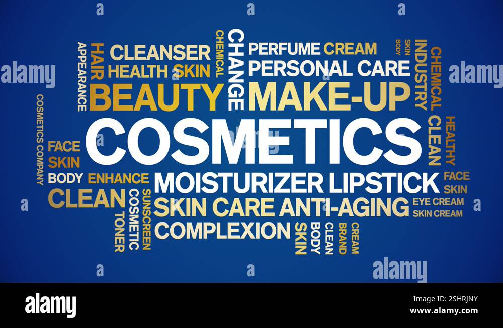 Cosmetics animated word cloud,tag animation kinetic typography seamless ...