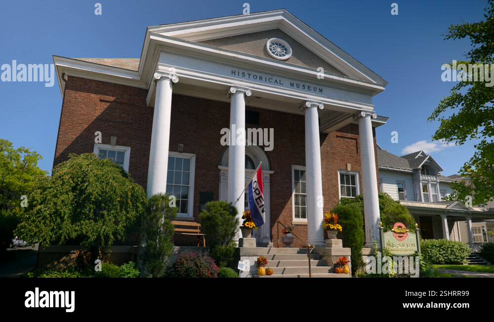 Wide Pan reveal of the Historical Museum and Research library for the ...