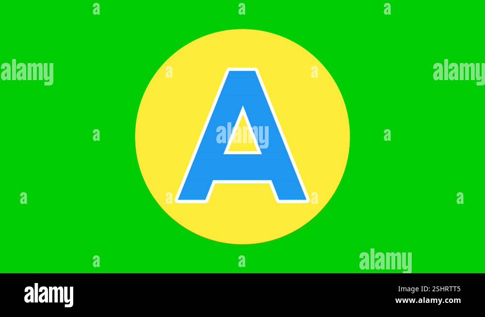 Blue Alphabet A Capital letter Animation Motion graphics on Green ...