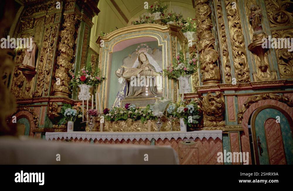 Beautiful wide image statue of our lady of sorrow holding jesus christ ...