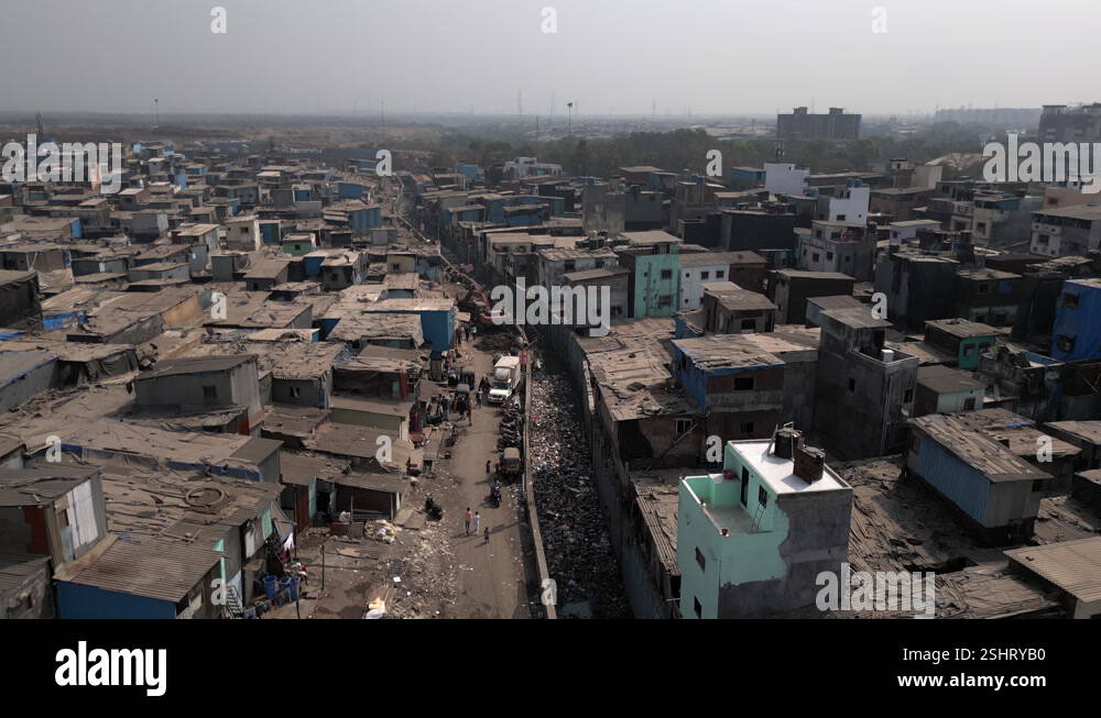 Aerial View of Slums in the Suburbs of Mumbai, India, Poverty and ...